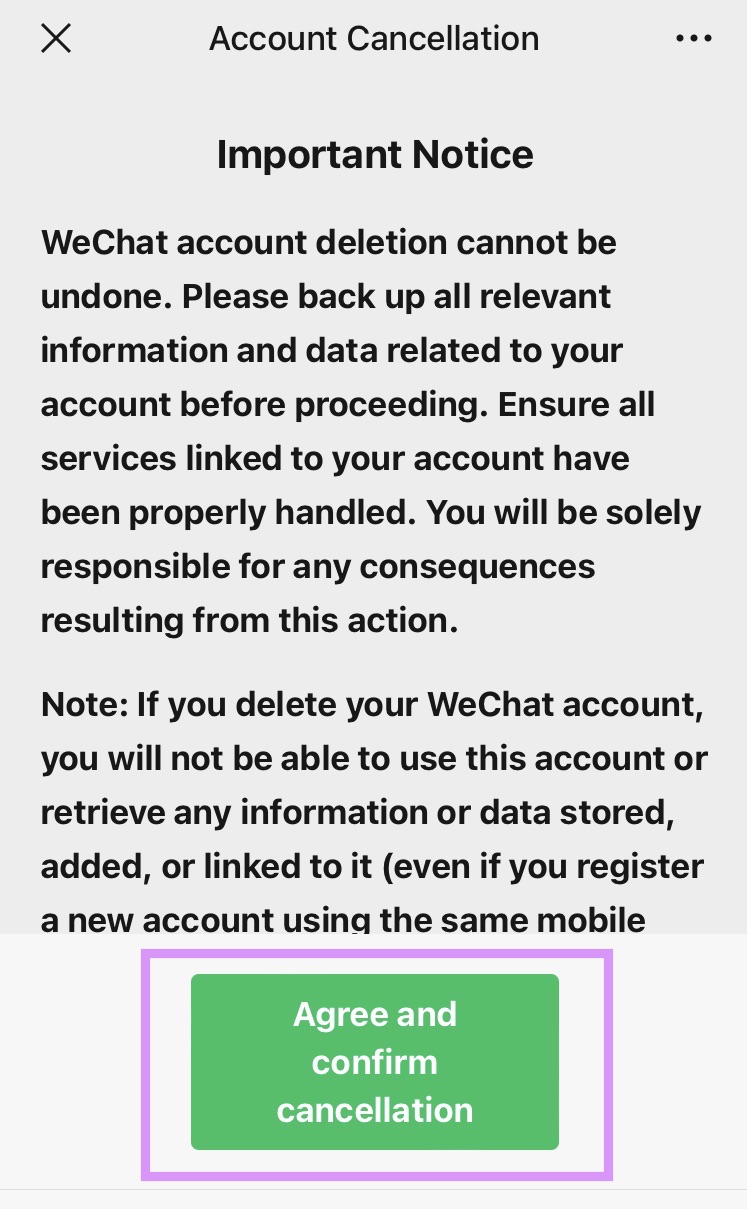 WeChatのアカウント削除方法